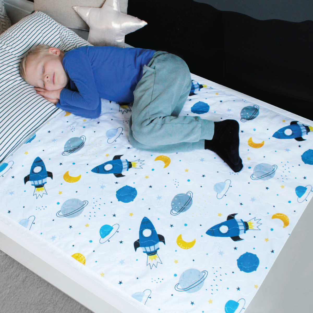 Space Design Waterproof Bed Sheets | Twin Size Kids Mattress Protectors